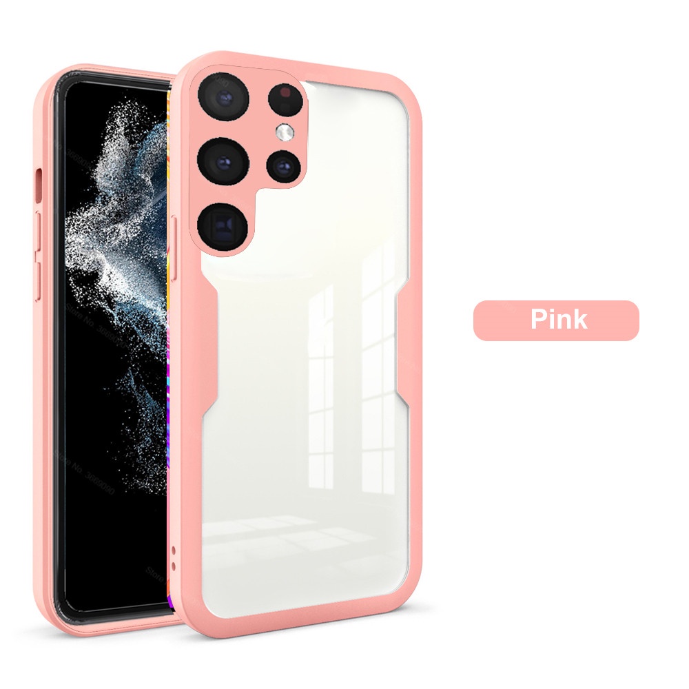 เคสโทรศัพท์มือถือ อะคริลิคใส นิ่ม กันกระแทก ป้องกัน ปิดด้านหลัง 360 องศา สําหรับ Samsung Galaxy ...