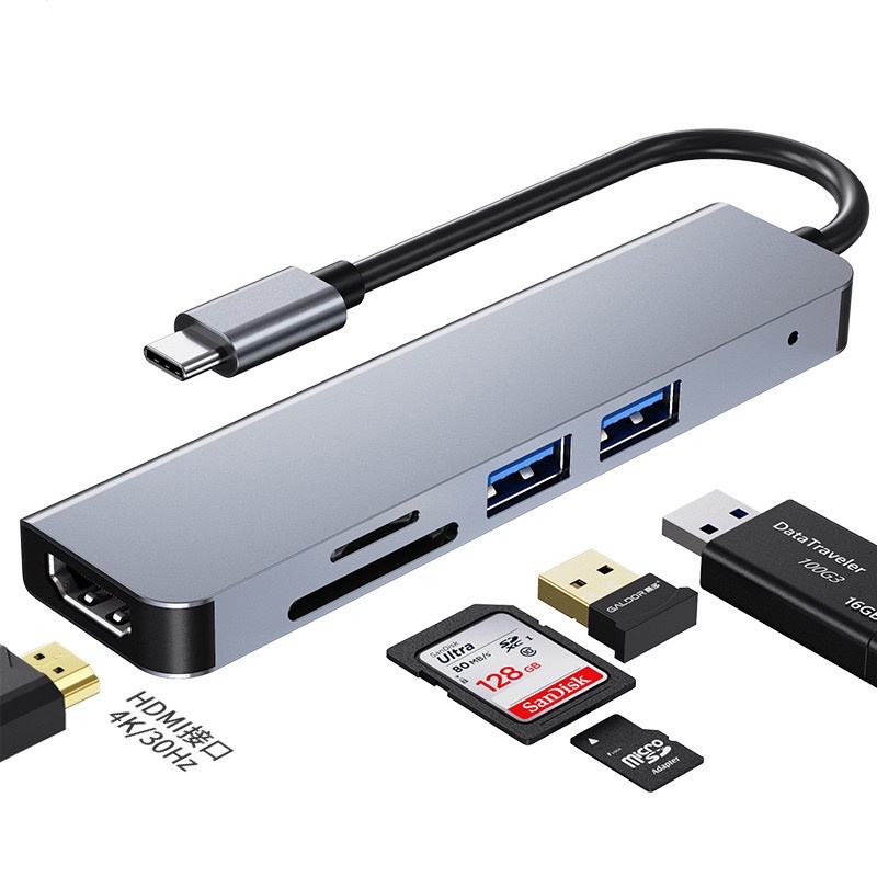 5IN1 USB Type C to HDMI + USB3.0 + SD/TF Card Reader มัลติฟังก์ชั่น 5 ...