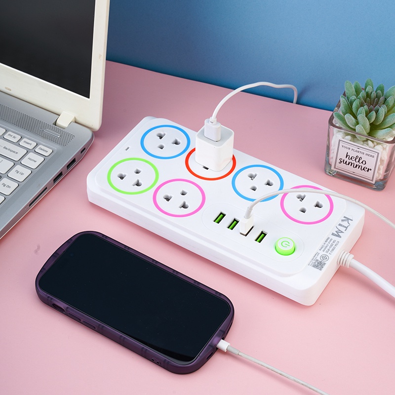 ปลักไฟ usb 4เมตร ปลั๊กพ่วง 8 เมตร 3 ตา 10 รู เต้าเสียบปลั๊กไฟ มาตรฐาน มอก. 10A 2300W power ...