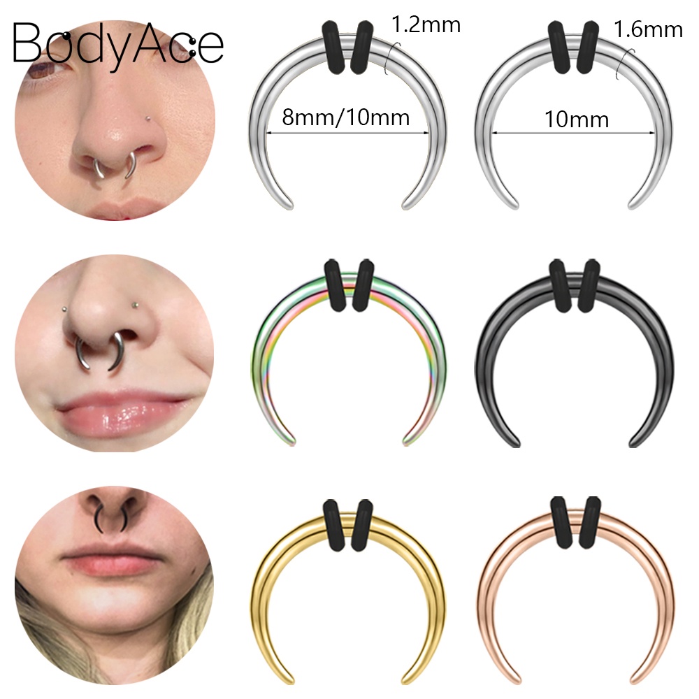 Bodyace จิวจมูก สเตนเลส รูปตัว C 14G 16G 8 มม. 10 มม. 1 ชิ้น | Shopee Thailand