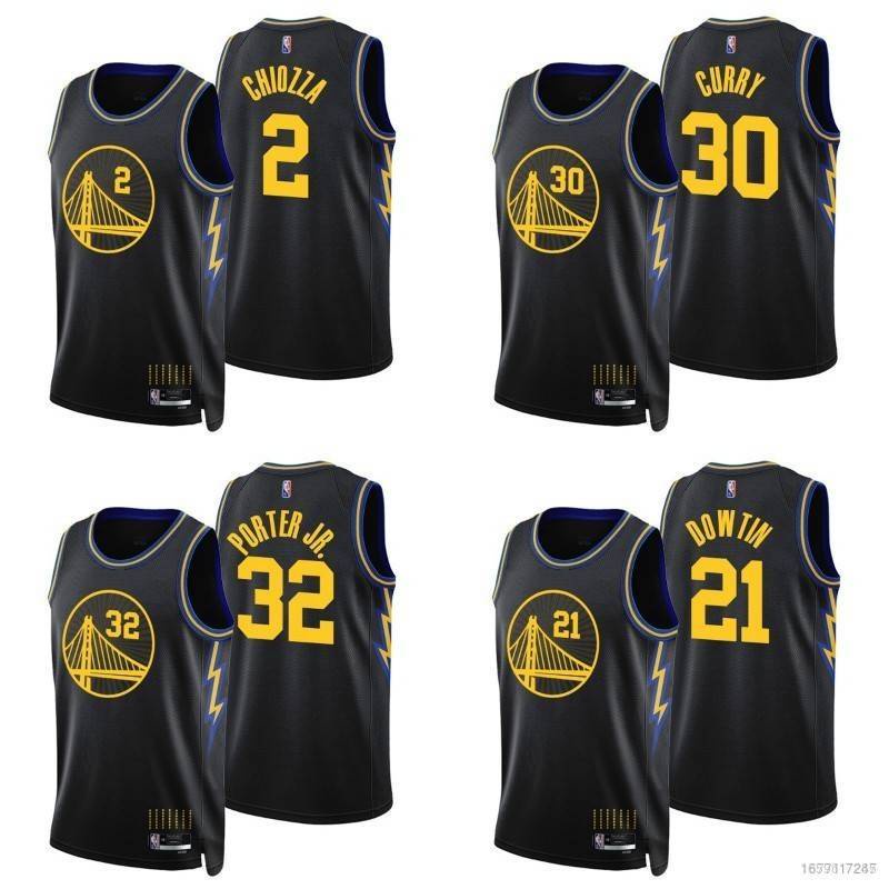 เสื้อกีฬาบาสเก็ตบอล SI NBA Jersey Warriors Curry Chiozza Porter Dowtin ...