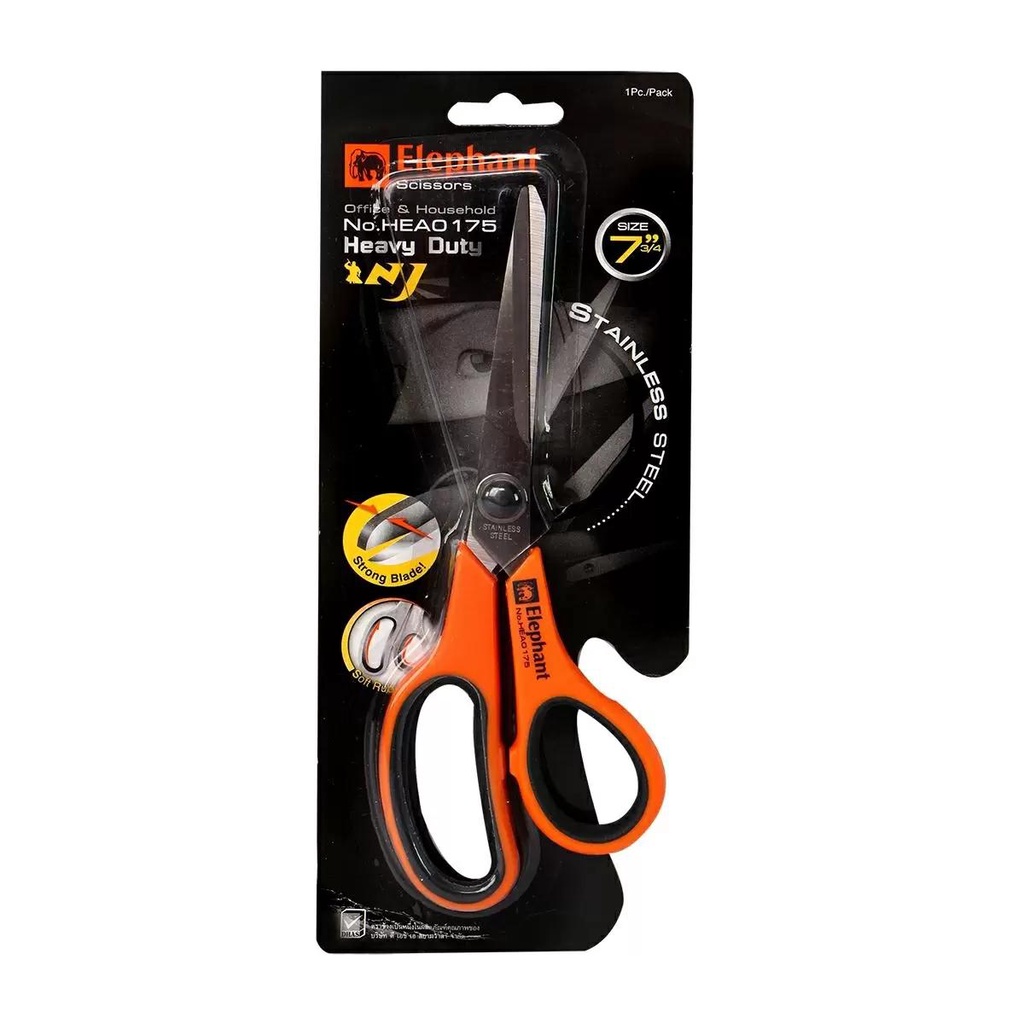 HOMEHAP ตราช้าง กรรไกร 7 3/4 นิ้ว รุ่น HEA0175 สีส้ม กรรไกร กรรไกรตัดกระดาษ | Shopee Thailand