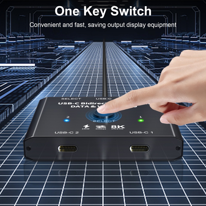 100W USB C Two-way Switcher Type-C Splitter 2x1/1x2 Bi-Direction KVM ...