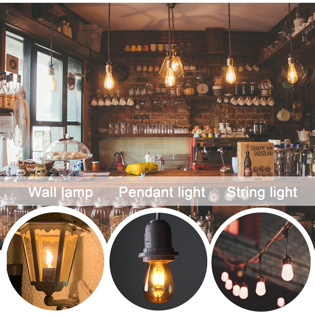 Vitange หลอดไฟ LED Edison E12 E14 E27 1W 2W 3W 4W 6W 8W C7 T22 C35 A19 G40 G80 ST45 ST64 หรี่แสง ...