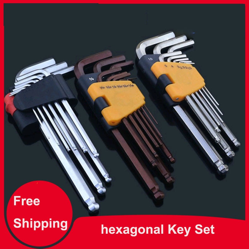 703 9Pcs ชุดเมตริก Hexagon ALLEN Key Wrench ชุดเครื่องมือหัวด้านในหก ...