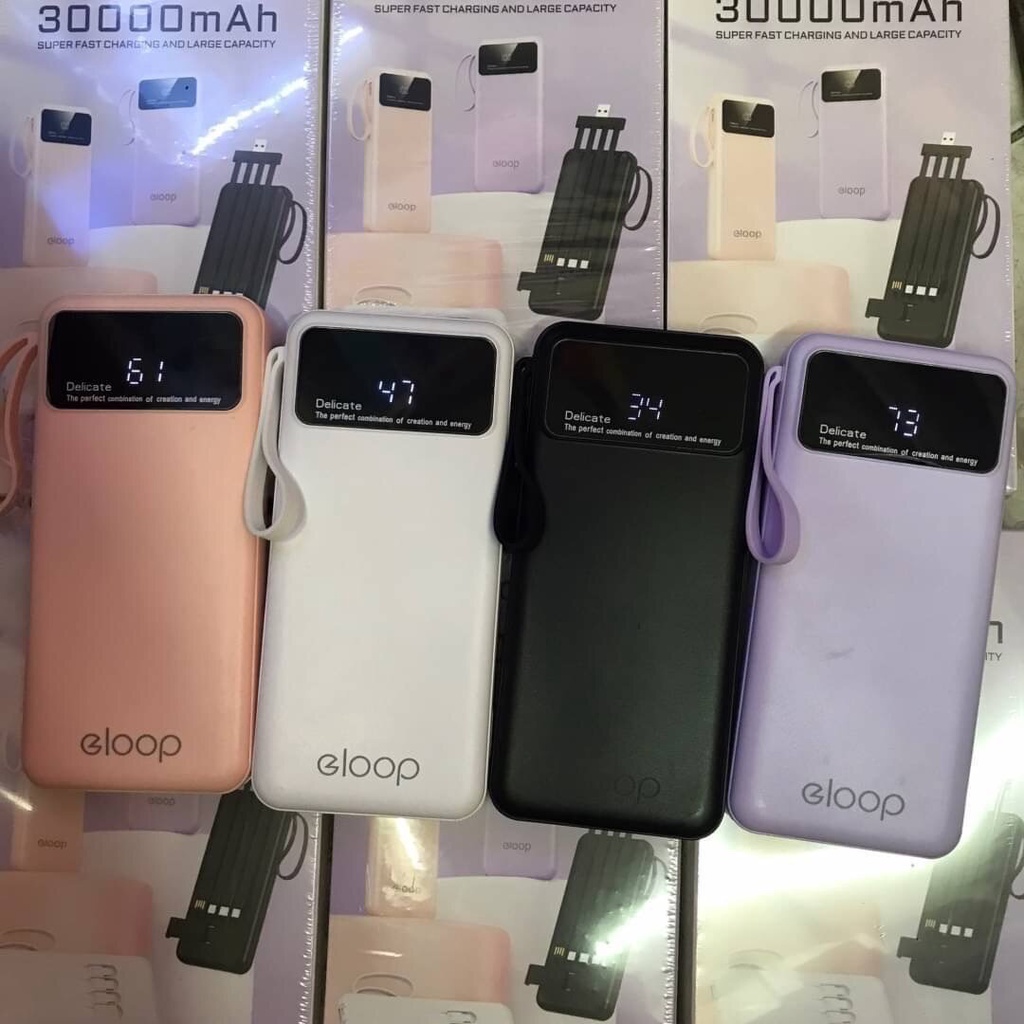 แบตสำรอง e-Ioop 30000 แอมป์ E43 ชาร์จเร็วจอแสดง %แบต 3in1 3 สายชาร์จ ip ...