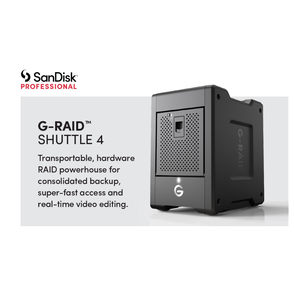 SanDisk Professional G-RAID Shuttle4 24TB 4-Bay Thunderbolt3 4K, 8K, VR ...