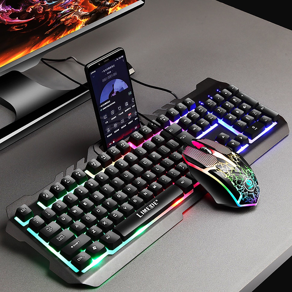LIMEIDE Combo RGB Gaming Keyboard พร้อมเมาส์ + ที่วางสมาร์ทโฟน - T21 ...