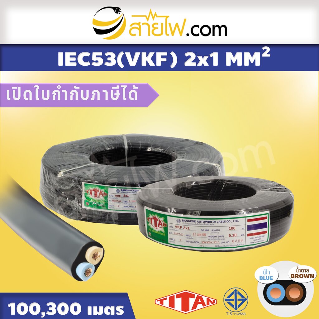 สายไฟ IEC53 (VKF) 2x1 sqmm. | Shopee Thailand