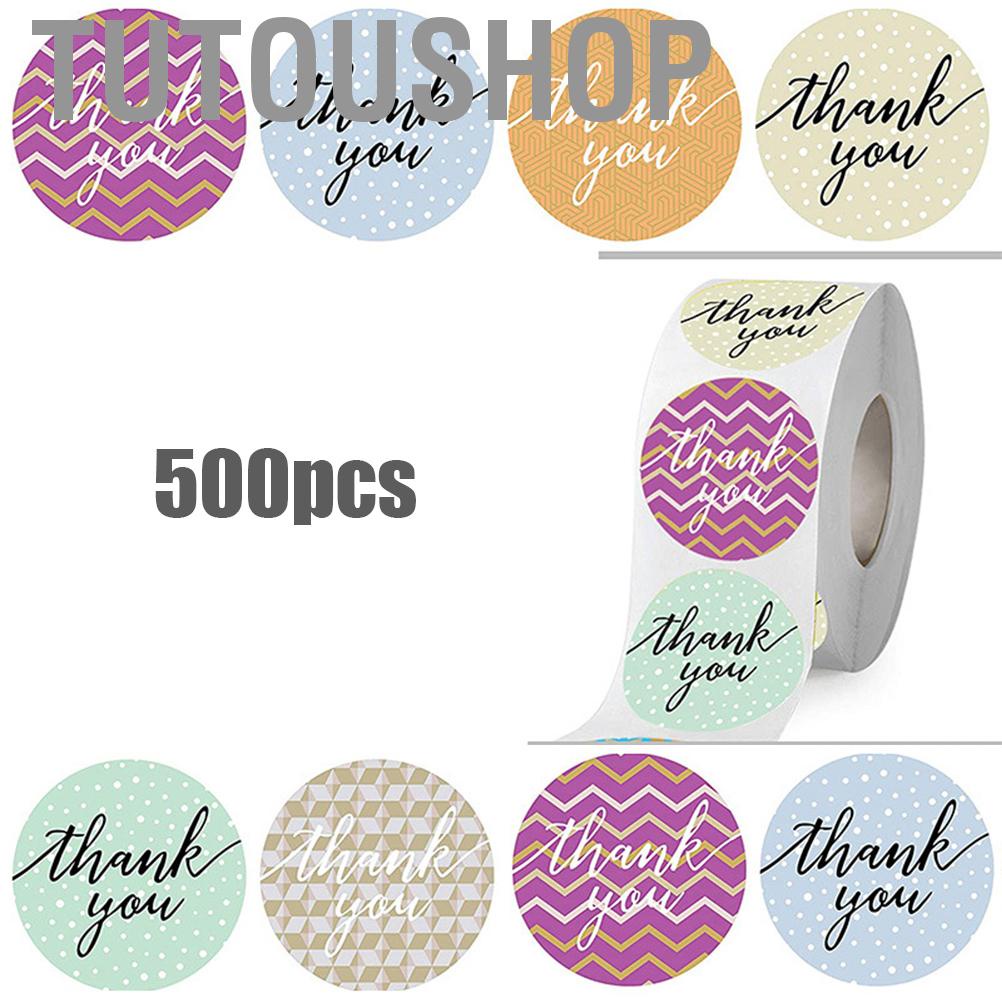 Tutoushop 500Pcs/Roll 8 Different Design Thank You Lable Round Thank ...
