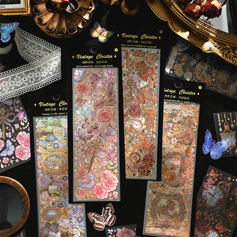 Enwei สติกเกอร์ ลายนาฬิกาผีเสื้อ สีบรอนซ์ สไตล์วินเทจ สําหรับตกแต่งสมุด ...