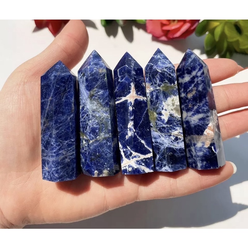 1 Pc Natural Sodalite Point, Chakra Tower, Blue Sodalite Tower, Quartz ...