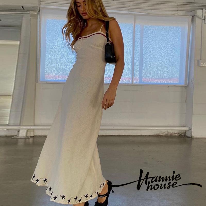 Hannie- ชุดแม็กซี่เดรสแขนกุด พิมพ์ลายดาว สําหรับผู้หญิง | Shopee Thailand