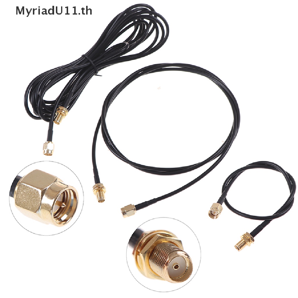 Myriadu สายเคเบิลอะแดปเตอร์เชื่อมต่อเสาอากาศ WIFI SMA ตัวผู้ เป็นตัวเมีย RG174 RF 0.3-5 เมตร ...