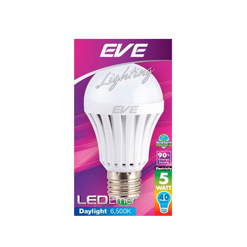 หลอดไฟ LED EVE LIGHTING รุ่น A60 EMERGENCY E27 กำลัง 5 วัตต์ แสงสีขาว | Shopee Thailand