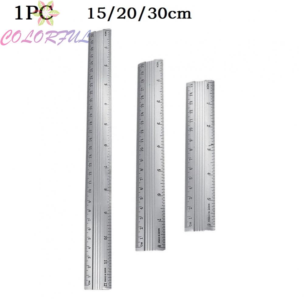 【COLORFUL】Ruler Straight Ruler Aluminum Alloy Dual Scale Silver Dual ...