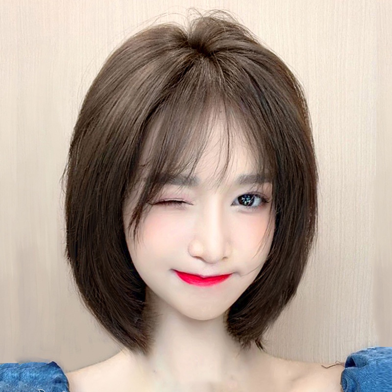 1008d วิกผมจริงหญิงเข็ม Big Scalp Bobo Head ธรรมชาติ Age-Reduction ...