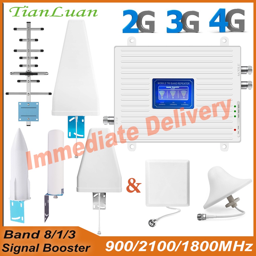 เอาท์พุทคู่ 2G 3G 4G Tri Band 1 2100MHz Band 8 900MHz Band 3 1800MHz LTE DCS UMTS เครื่องขยาย ...