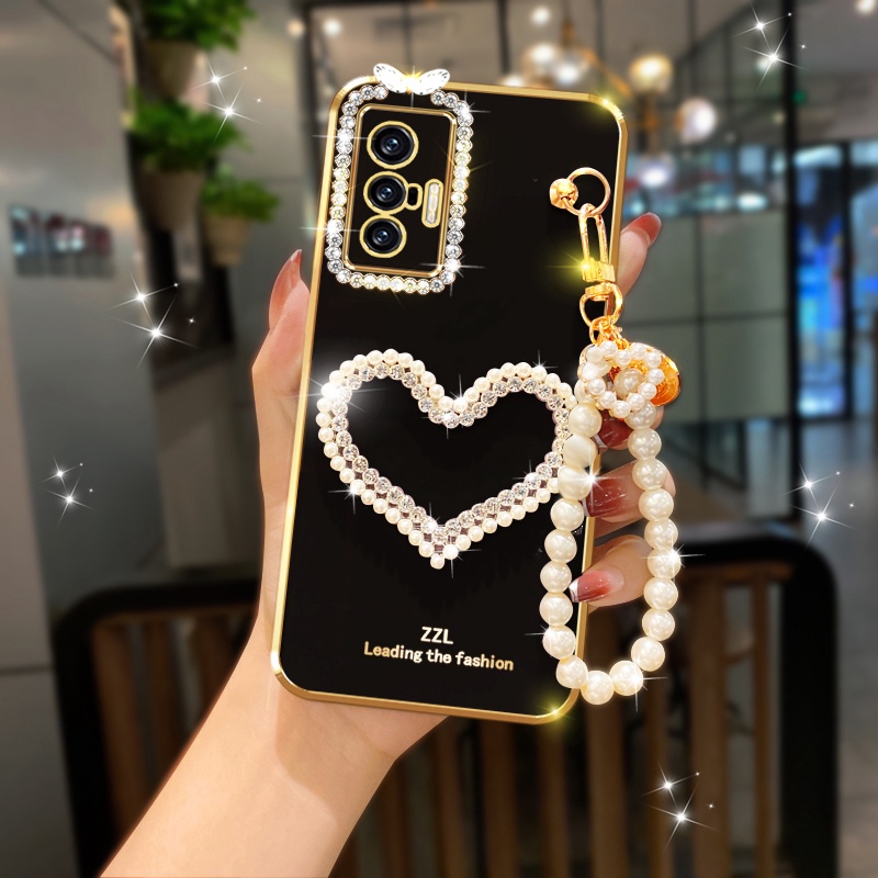 Diamond Love Heart Glossy Soft Case สําหรับ OPPO Reno 12 12F 11 11F 10 Pro Plus 5G 8t 4G A98 A78 ...
