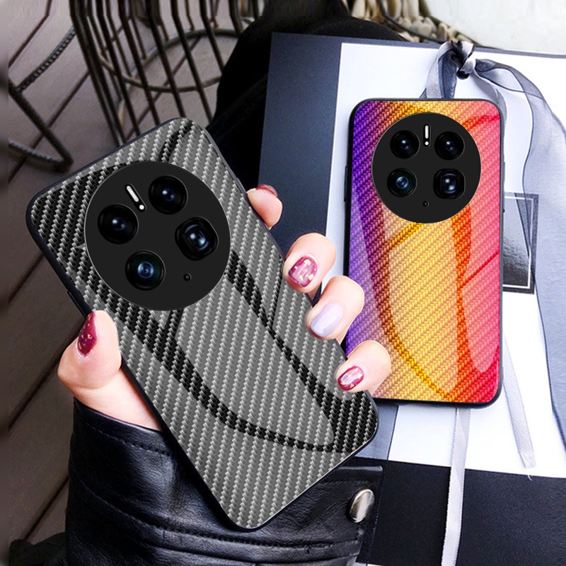 สําหรับ Huawei Mate 50 Pro Mate 40 30 20 X เคสไฟเบอร์ บาง กระจกนิรภัย เคสแข็ง กันกระแทก แฟชั่น ...