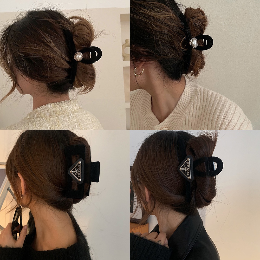 Kaijiang Sepit Rambut กิ๊บติดผม ผ้ากํามะหยี่ สีดํา มุก เกาหลี กิ๊บกรง ...