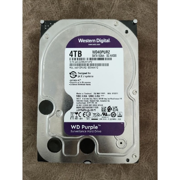 4 TB HDD WD PURPLE (5400RPM, 64MB, SATA-3, WD40PURZ) มือสอง ประกันเหลือ ...
