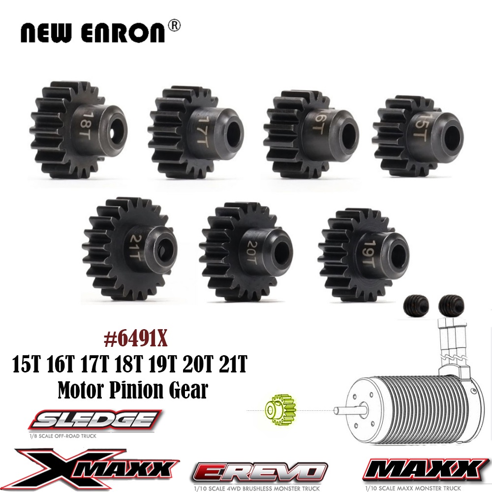 6491X เฟืองมอเตอร์เหล็ก 15T 16T 17T 18T 19T 20T 21T ฟัน 1.0M เพลา 5 มม. สำหรับรถ RC Traxxas 1/5 ...