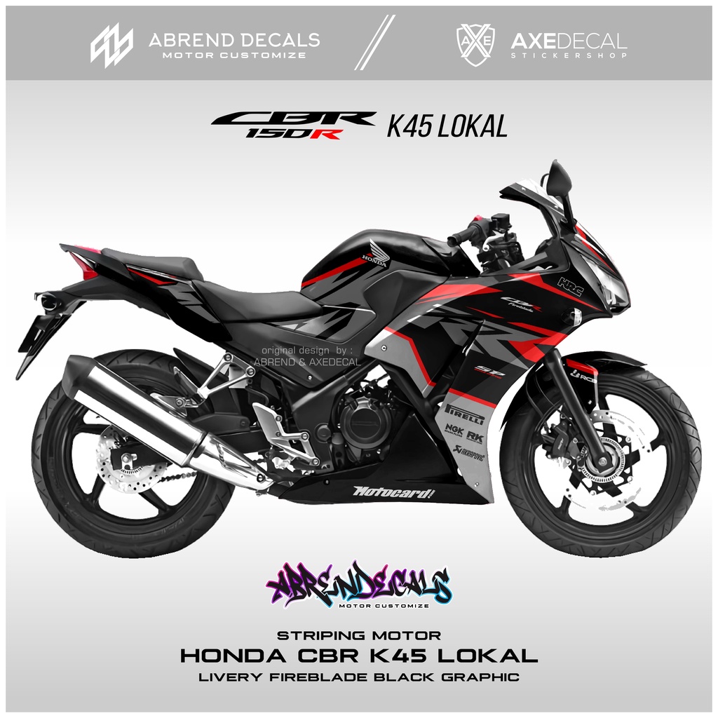 Lokal Striping CBR 150R K45 ท้องถิ่น LIVERY FIREBLADE สีดํา / HONDA CBR ...