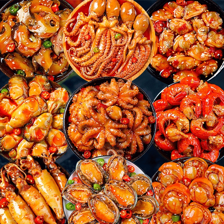 Fasimiyu [COD] 100g/กระป๋อง าหารทะเลรสเผ็ดกระป๋อง หางกุ้งก้ามกราม กระเทียม หอยนางรม หอยเชลล์ ปลา ...