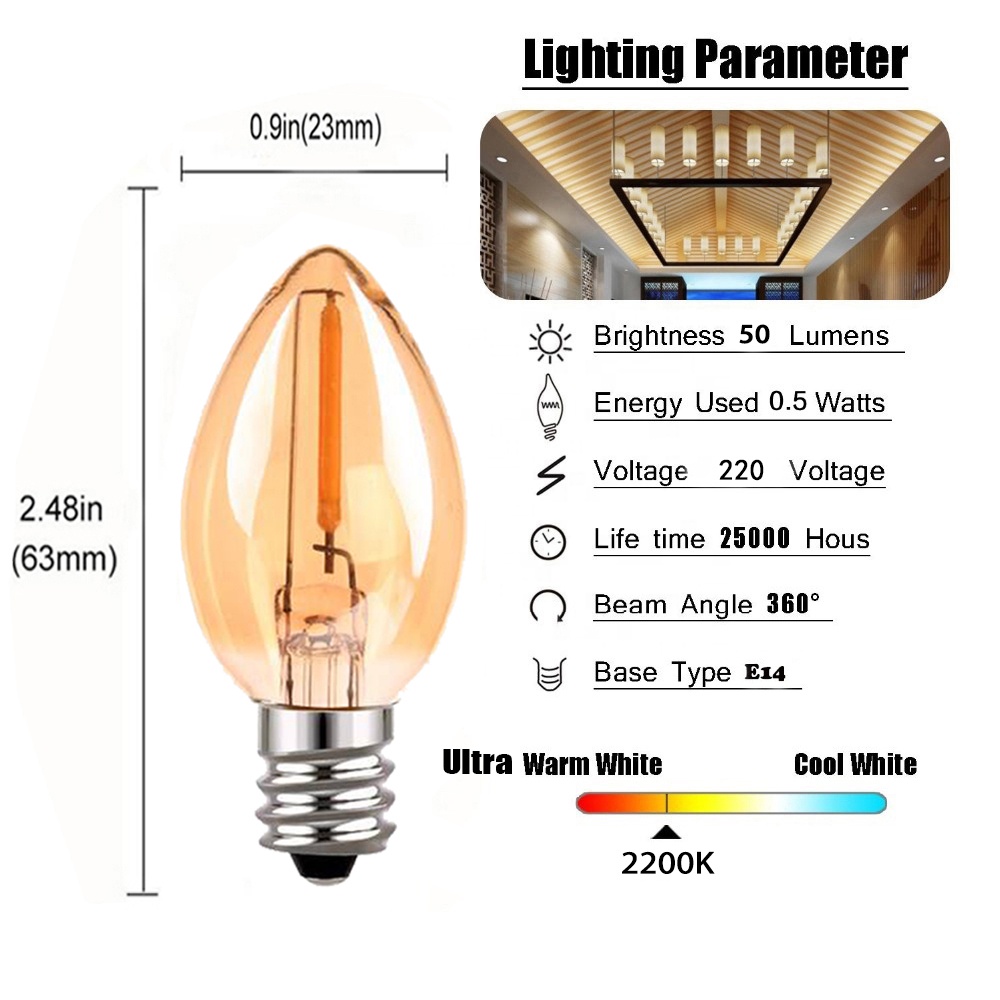 Vitange หลอดไฟ LED Edison E12 E14 E27 1W 2W 3W 4W 6W 8W C7 T22 C35 A19 G40 G80 ST45 ST64 หรี่แสง ...