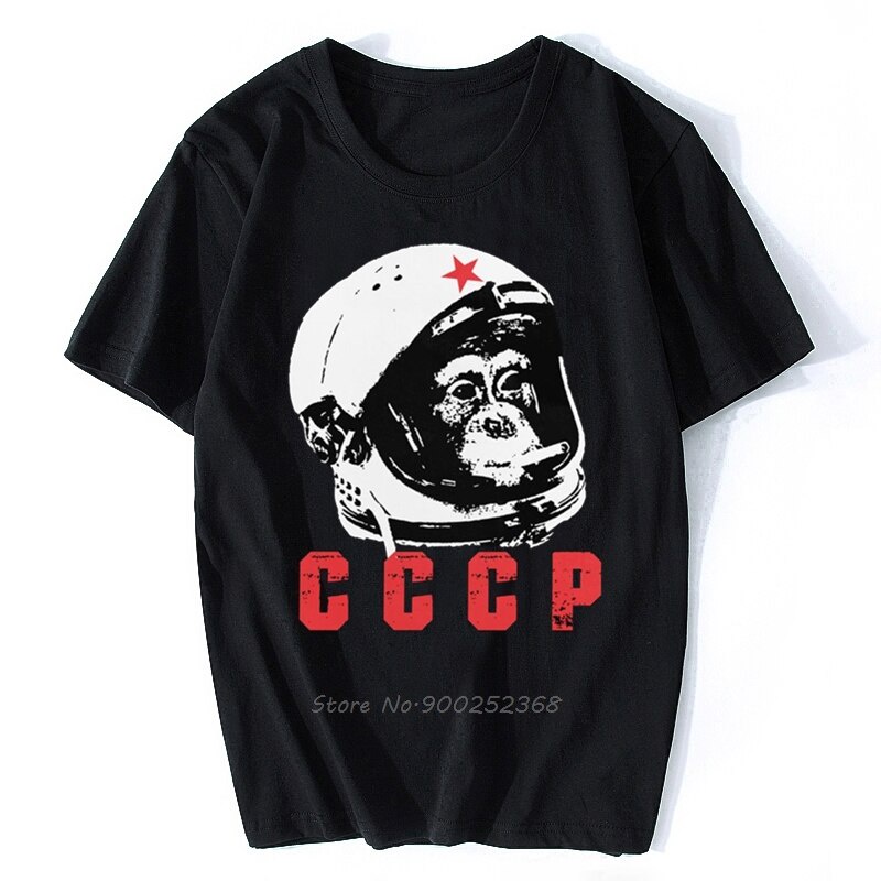 Funny CCCP T-Shirt Men Humor Short-Sleeve Space Traveler Monkey Printed ...