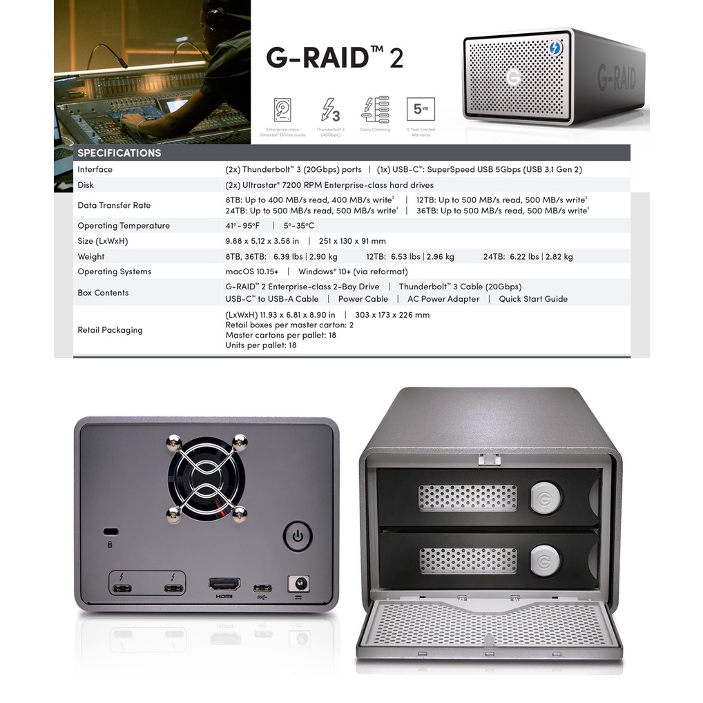 SanDisk Professional G-RAID 2 6TB,12TB,24TB,36TB RAID Array 2 ...