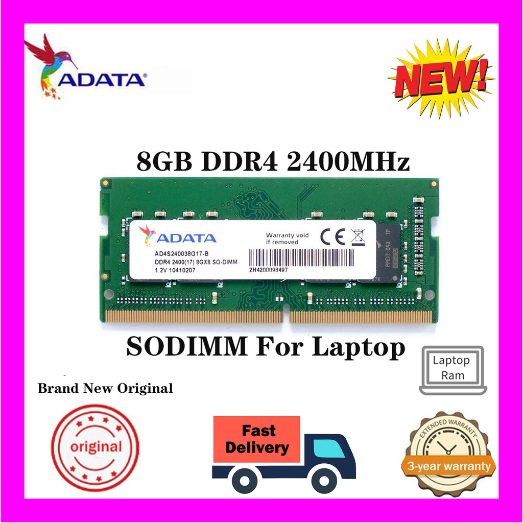 Adata หน่วยความจําโน้ตบุ๊ก 4GB 8GB DDR4 2133MHZ 2400MHZ 2666MHZ 3200MHZ RAM แล็ปท็อป | Shopee ...