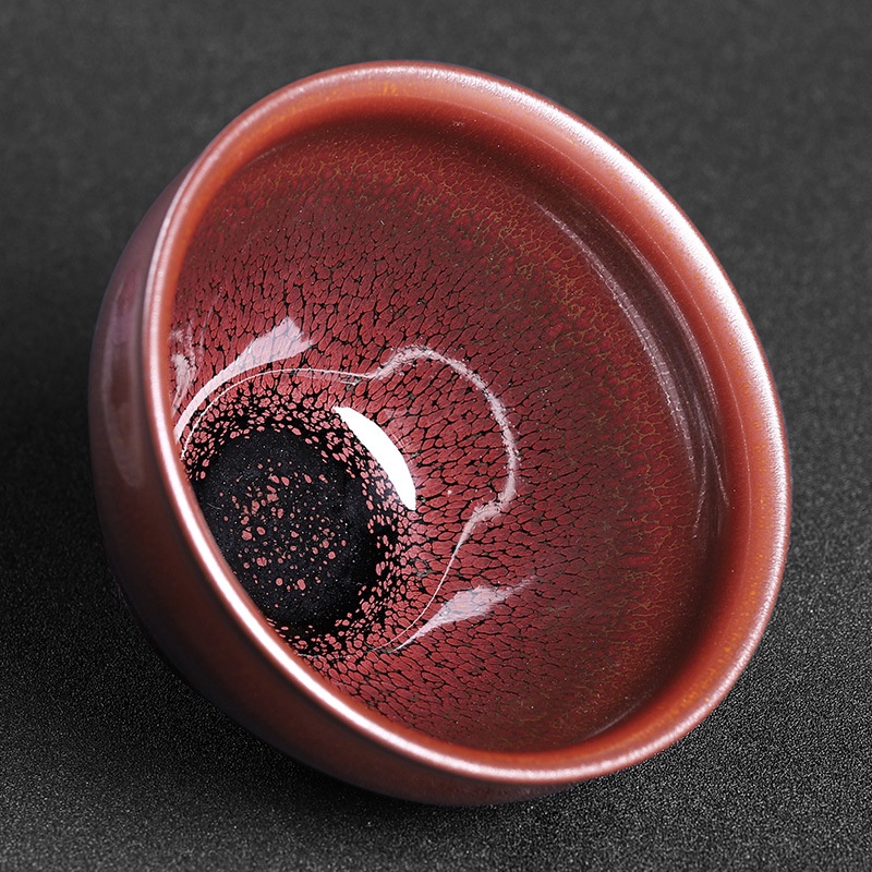 Jian Kiln Red Cinnamo Spot Jianzhan [Huayun] ถ้วยขนาดใหญ่ Pure Handmade Iron Tyre Tea Bowl ถ้วย ...