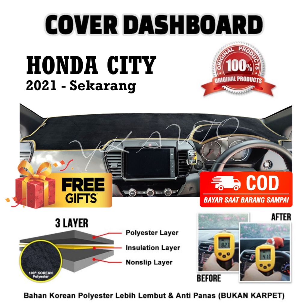 ฝาครอบแดชบอร์ด Premium City Hatchback Honda City Gen7 ฝาครอบแดชบอร์ด YK ...