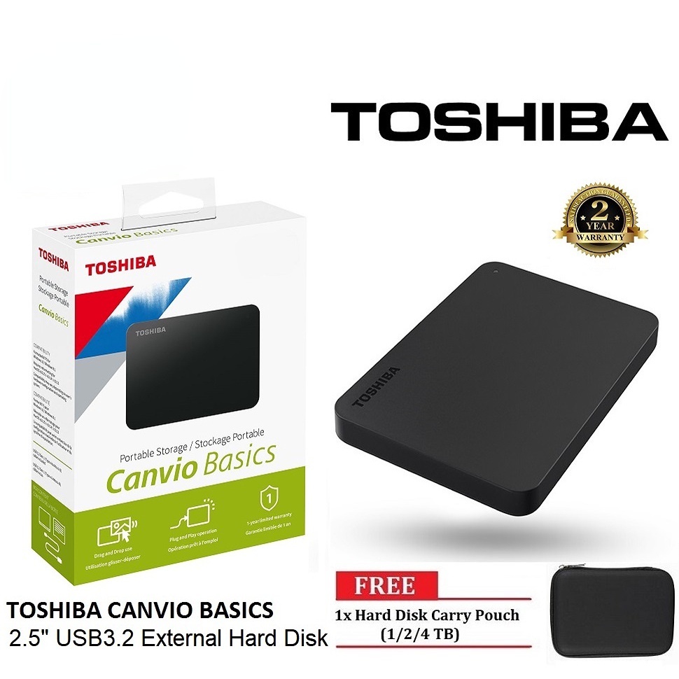 [1TB/2TB/4TB] Toshiba CANVIO BASIC ฮาร์ดดิสก์ภายนอก USB3.2 2.5 นิ้ว แบบพกพา | Shopee Thailand