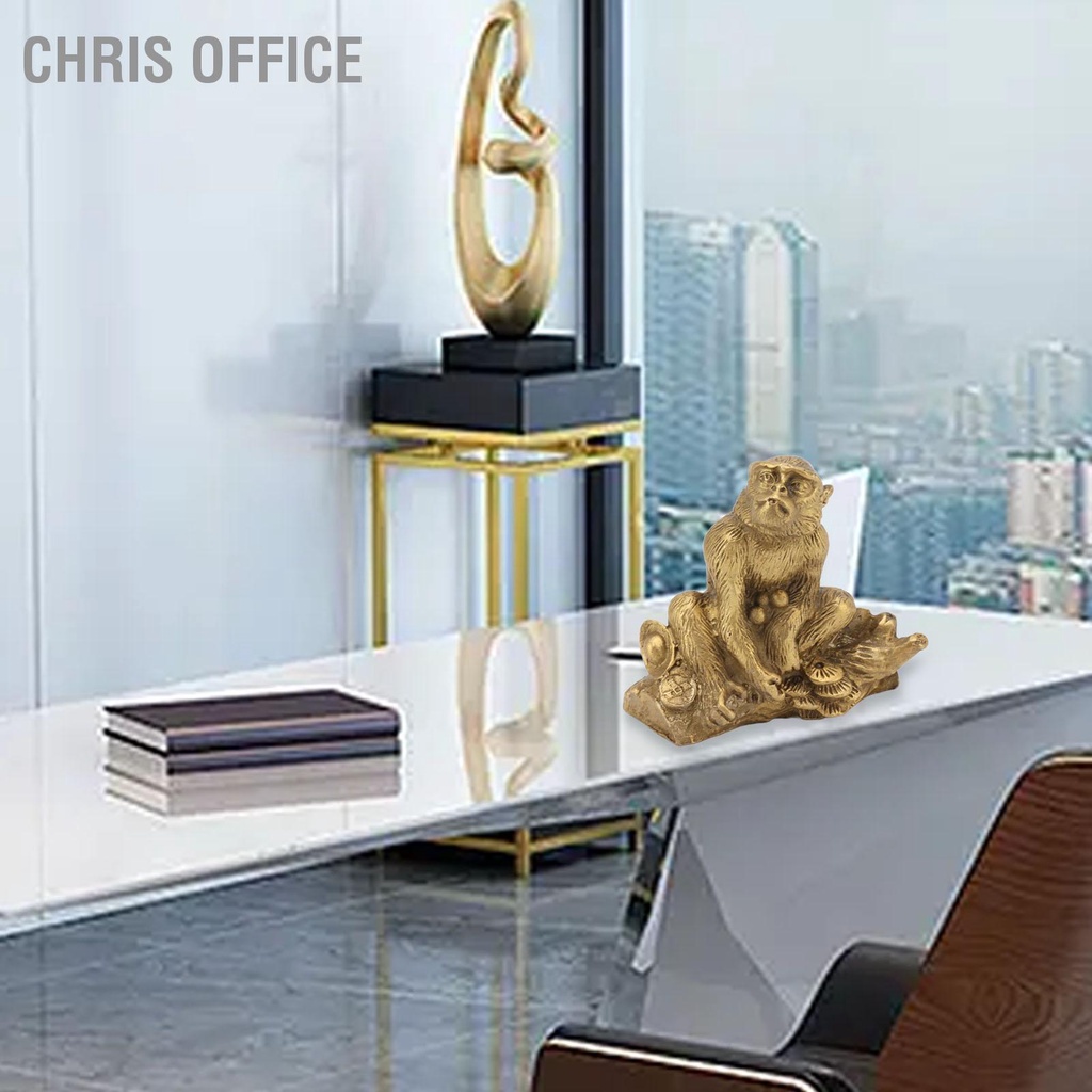 Chris office รูปปั้นลิงทองเหลืองราศีจีนแฮนด์เมดตกแต่งบ้านของสะสม ...