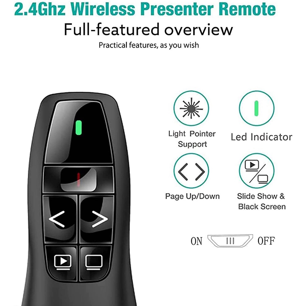 ส่งจากไทย เลเซอร์พอยเตอร์ พรีเซนเตอร์ Wireless Presenter USB Remote ...