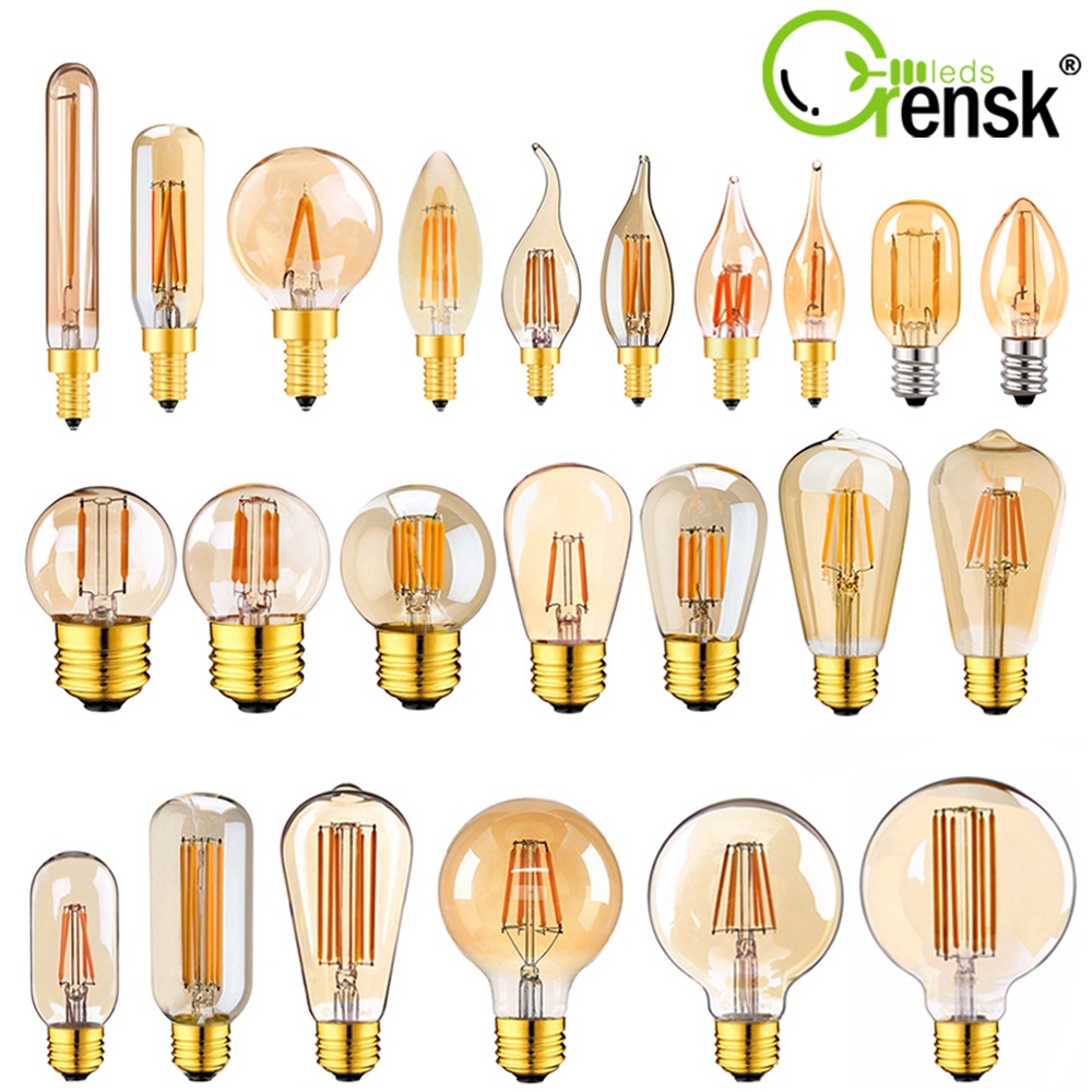 Vitange หลอดไฟ LED Edison E12 E14 E27 1W 2W 3W 4W 6W 8W C7 T22 C35 A19 G40 G80 ST45 ST64 หรี่แสง ...