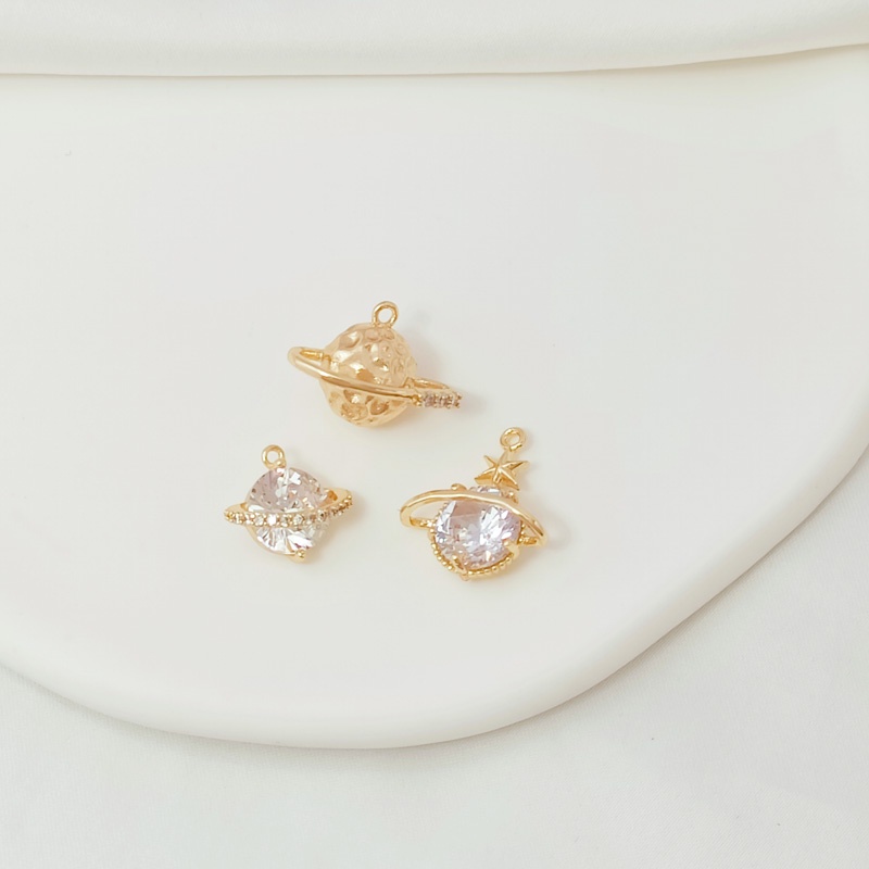 จี้ diy 14K ทองแดง Clad สีทองระบุฝังเพทายคริสตัล Planet Handmade Galaxy | Shopee Thailand