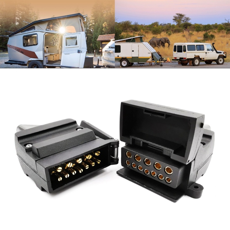 Alilin 12V 12Pin Flat Trailer Plug Socket 12 PIN Trailer Socket Plug ...