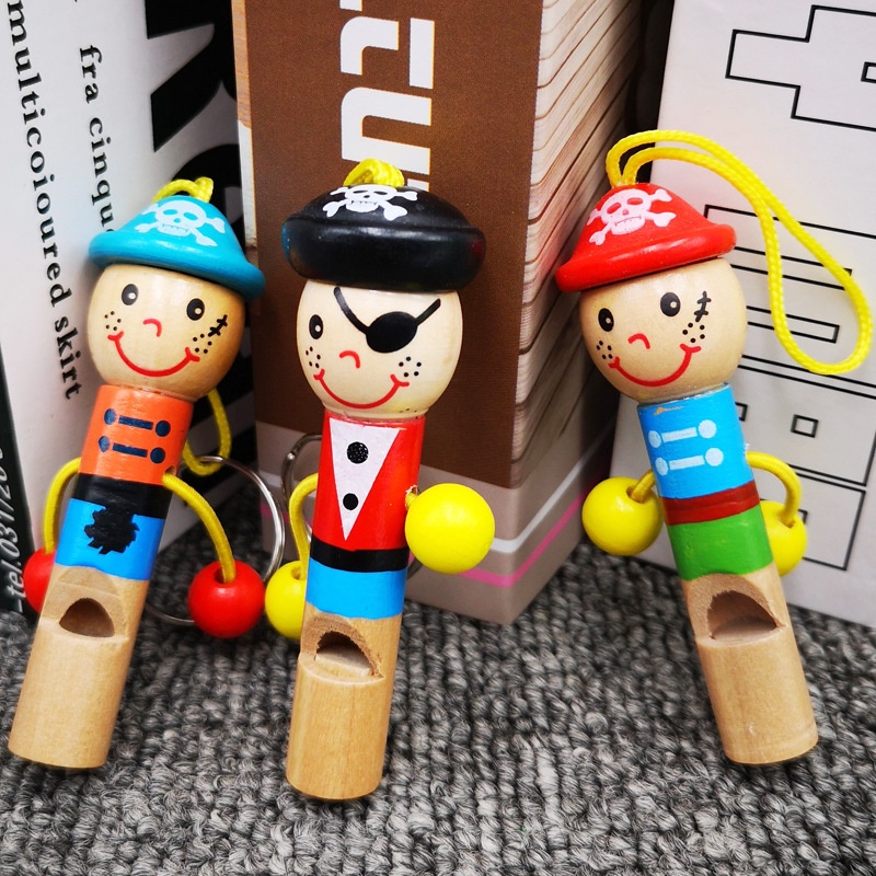 Wooden Cute Pirate Whistle Cartoon Mini Small Children Playing ...