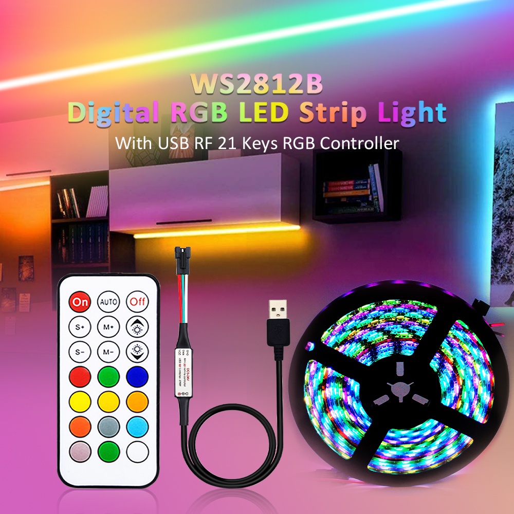 Ws2812b แถบไฟดิจิทัล LED 144 ดวง RGB USB 5050 DC 5V กันน้ํา ยืดหยุ่น หลากสี | Shopee Thailand