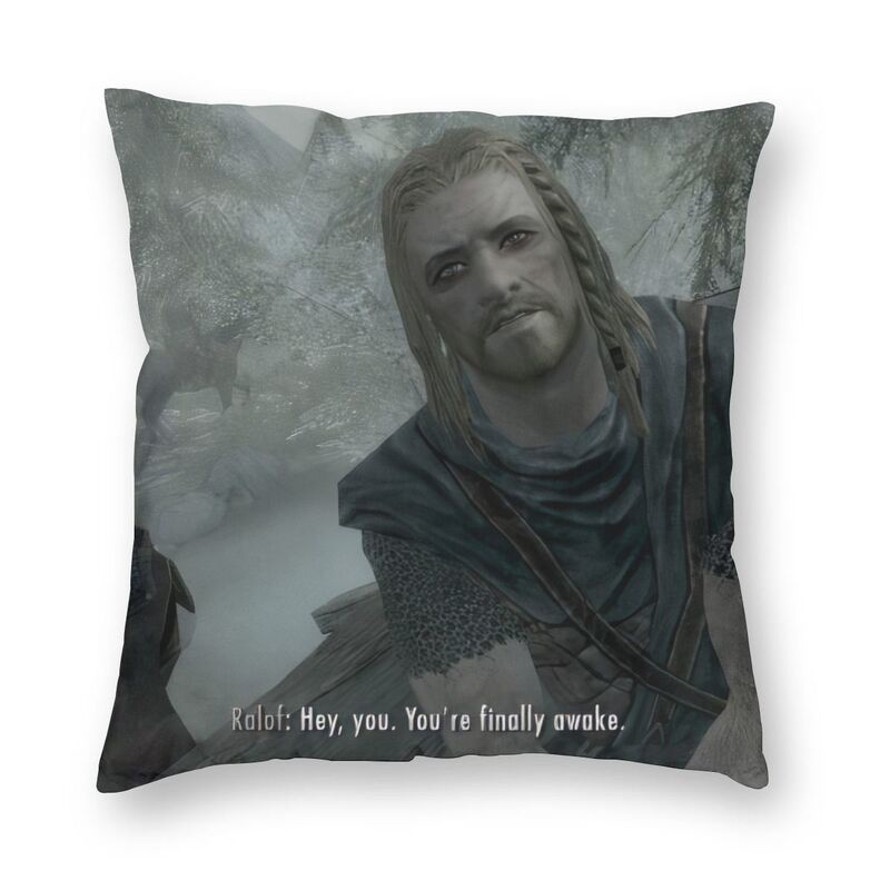 Hey You Youre Finally Awake Skyrim Meme ปลอกหมอนอิงโซฟาตกแต่งสแควร์โยน ...