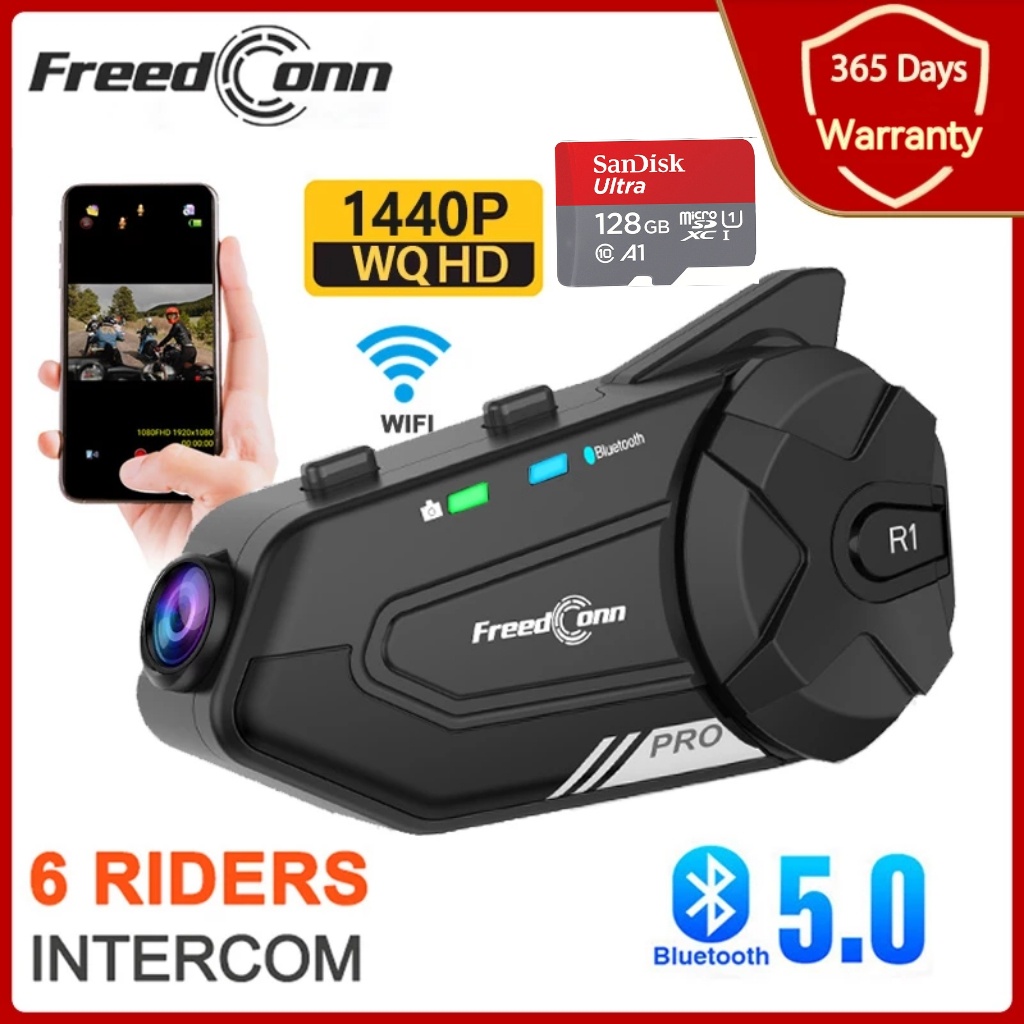 Freedconn R1 PRO ชุดหูฟังบลูทูธ 1440P WiFi 2K บันทึกวิดีโอ 6 คน กันน้ํา ...