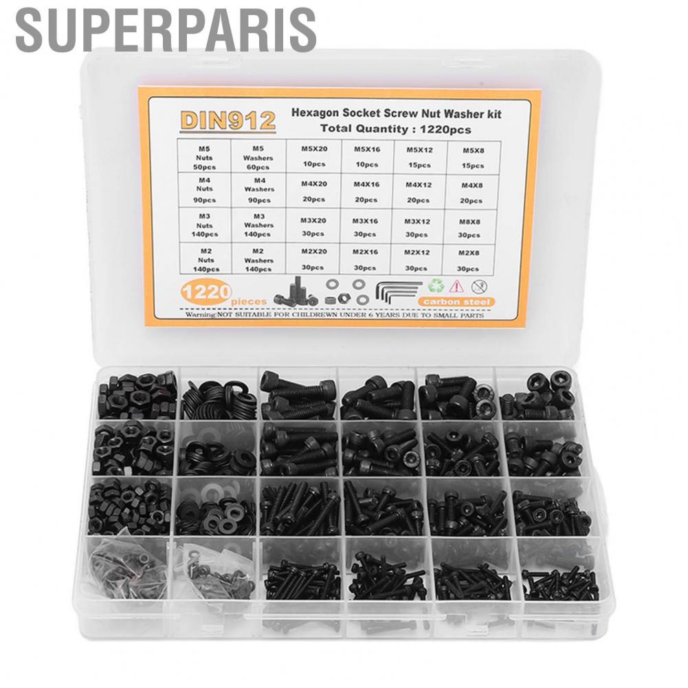 Superparis Screw Nut Washer Assortment Kit Carbon Steel High Strength ...