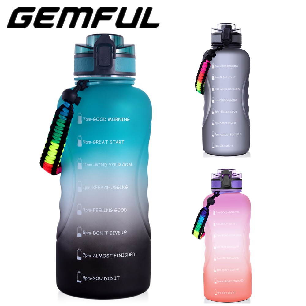 Gemful ขวดน้ําขนาดใหญ่ 2 ลิตร พร้อมหลอดดูด กันลื่น ไร้ BPA 64 ออนซ์ ...