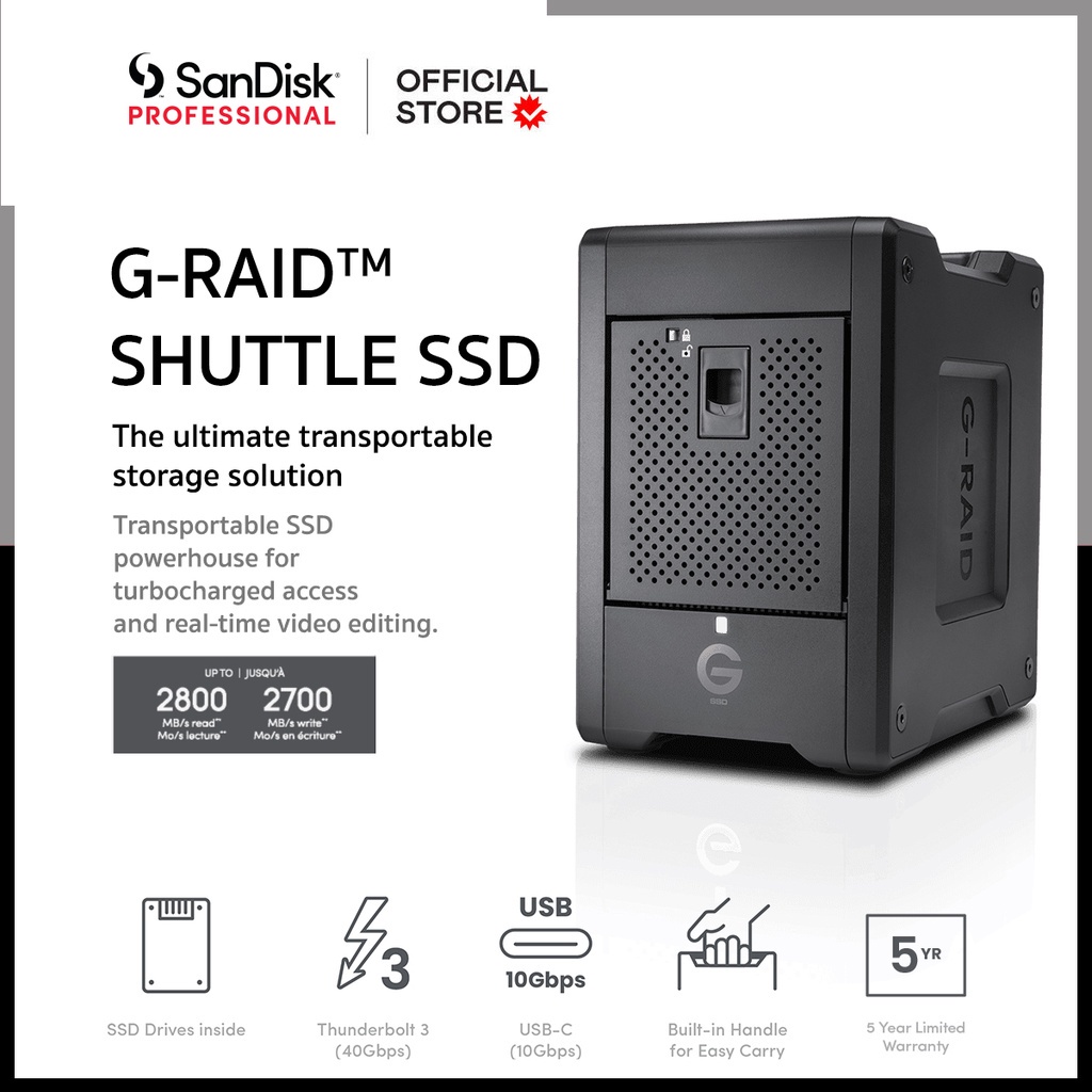 SanDisk Professional G-RAID Shuttle SSD 32TB The ultimate transportable ...