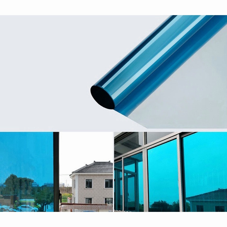 Blue Silver Window Film สีน้ำเงิน ฟิล์มอาคาร ฟิล์มปรอท ฟิล์มกรองแสง ...
