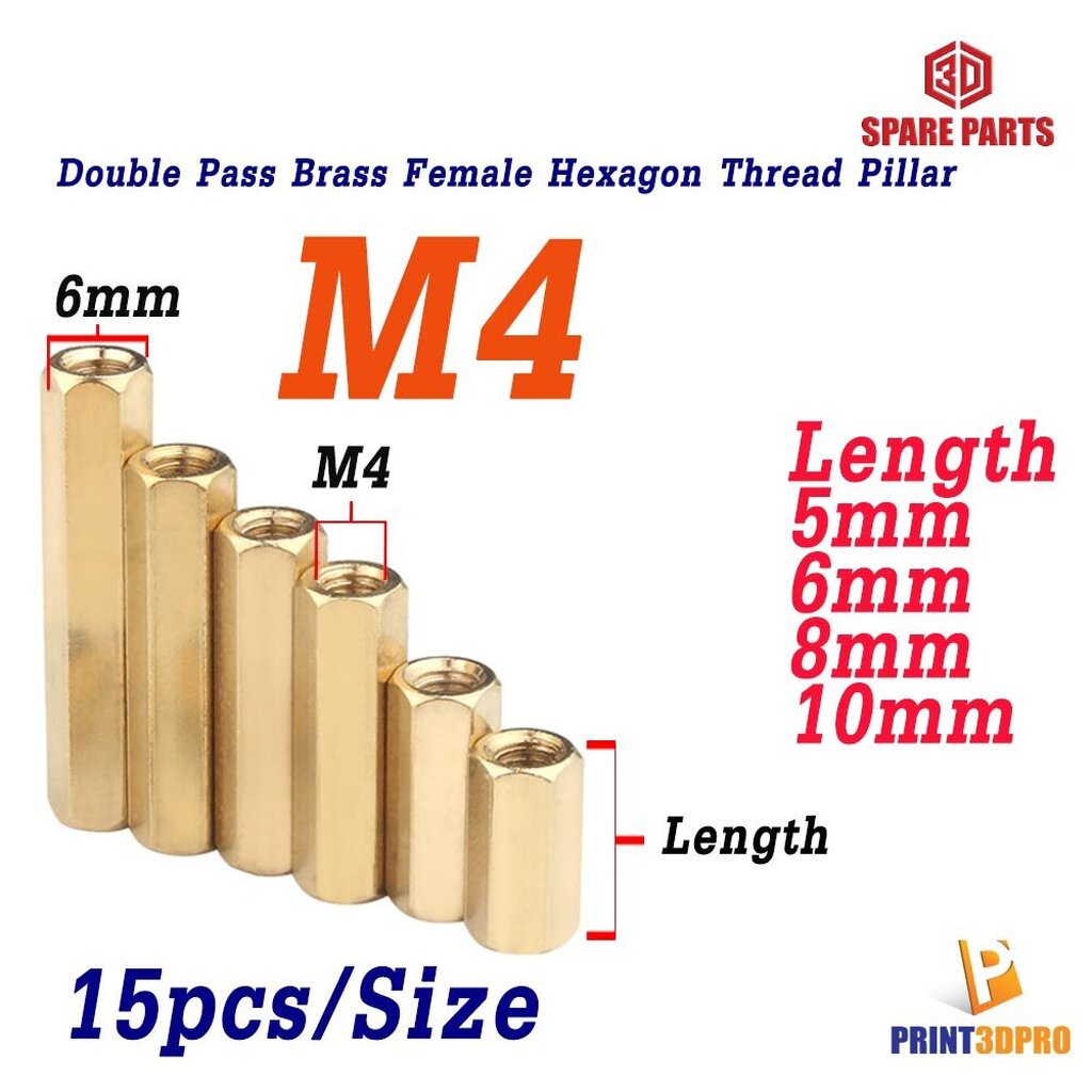 M4 Double Pass Hex Brass Female Standoff Board Pillar Hexagon Thread ...